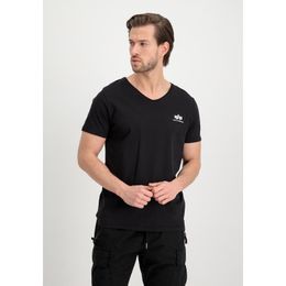 Alpha Industries T-Shirt »Basic V-Neck T-Shirt SL« black 3XL 3XL Flag Label am linken Ärmel