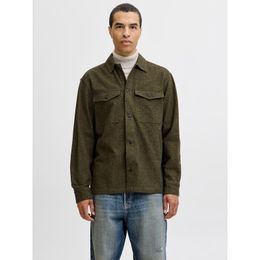 Jack & Jones JACK & JONES Langarmhemd »JJEPERFECT MELANGE OVERSHIRT LS SN« Rosin XL - N-Gr N-Gr XL Cooles Hemd von Jack & Jones