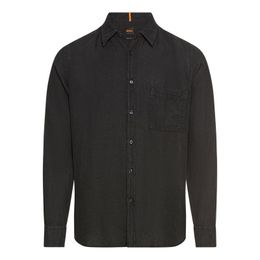 BOSS Orange Leinenhemd &raquo;Relegant&laquo; mit Markenlabel Black001 3XL - N-Gr N-Gr 3XL Langarmhemd mit normalem Hemdkragen f&uuml;r klassischen Look