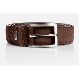 MONTI Lederg&uuml;rtel 3, 5 cm breit, Business-Casual, Veloursleder, k&uuml;rzbar braun
