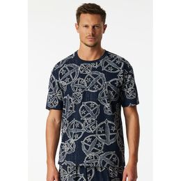 Schiesser Kurzarmshirt »150 Years« Rundhalsausschnitt, Baumwolle, Allover-Print 913-multicolor 2 48 48 Herren-Shirt von Schiesser