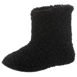 VERBENAS Hüttenschuhe »Yaiza Curly«, Homeslipper, Schlupfboots, Hausschuh in Kuschel-Optik schwarz 37 37 Kuscheliger Hausstiefel zum Schlupfen