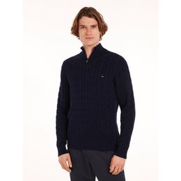 Tommy Hilfiger Strickpullover »CLASSIC COTTON CABLE ZIP MOCK« mit modischem Zopfmuster Desert Sky S S Troyer von Tommy Hilfiger