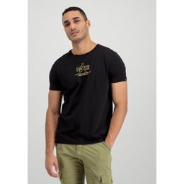 Alpha Industries T-Shirt »Basic T-Shirt ML Foil Print« black 3XL 3XL Flag Label am linken Ärmel