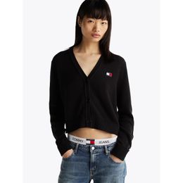 Tommy Jeans CURVE Strickjacke »TJW ESSENTIAL BADGE CARDIGAN EXT« in Großen Größen, Logo-Badge Black XL (42) XL (42) Cariganvon Tommy Jeans Curve