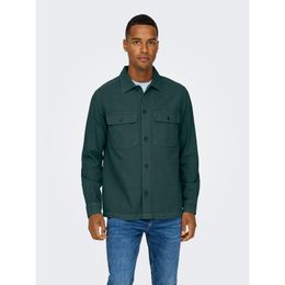 Only & Sons ONLY & SONS Langarmhemd »ONSOLIVER TWILL OVERDYE OVERSHIRT BF« Darkest Spruce S - N-Gr N-Gr S Cooles Hemd von Only & Sons
