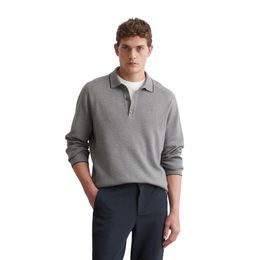 Marc O'Polo MARC O'POLO Polokragenpullover elegante, dicht gestrickte Milano-Struktur grey melange M M Pullover mit Kragen von Marc O'Polo