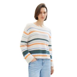 Tom Tailor Strickpullover mit U-Boot-Ausschnitt green orange multicolor stripe XXL (44) XXL (44) Pullover von Tom Tailor