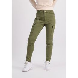 Alpha Industries Cargohose &raquo;Cargo Zip Pant Women&laquo; olive L - Normalgr&ouml;&szlig;en Normalgr&ouml;&szlig;en L Logo Loop Label am linken Beinabschluss