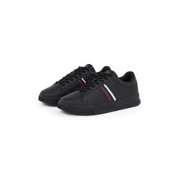 Tommy Hilfiger Sneaker »MODERN CUPSOLE STRIPES LTH«, Freizeitschuh, Halbschuh, Schnürer mit seitlichen Streifen schwarz 45 45 Schnürer mit...