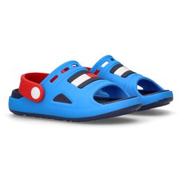Tommy Hilfiger Badesandale, Badeschuh, Wassersandale, Clog mit schwenkbarem Fersenriemen hellblau-rot 28 28 Leichte Sandale von Tommy Hilfiger zum...