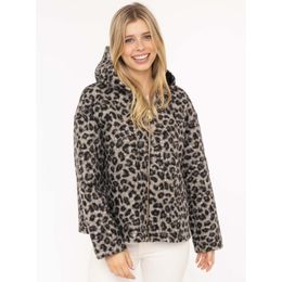 Zwillingsherz Kurzjacke »"Fur"« Kapuze, Reißverschluss, Seitliche Taschen grey L/XL L/XL Teddyjacke für Damen von Zwillingsherz