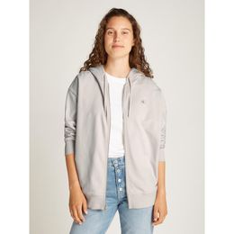 Calvin Klein Jeans Sweatjacke &raquo;WOVEN LABEL ZIP-THROUGH&laquo; mit Logo-Label Chalk XXL (44) XXL (44) Sweatjacke mit Zipper von CALVIN KLEIN