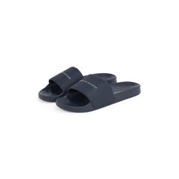 Tommy Hilfiger Pantolette »HILIFGER NYC POOL SLIDE«, Schlupfschuh, Strandschuh, Schlappen mit Logoschriftzug dunkelblau 46 46 Pantolette für Bad...