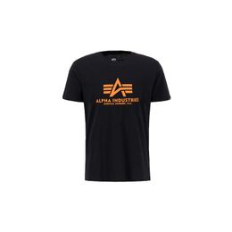 Alpha Industries T-Shirt »Basic T-Shirt BL Neon Print« black/neon orange XS XS Single Jersey Stoff