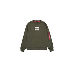 Alpha Industries Sweater »Satin Logo Sweatshirt« dark olive S S Brushed Fleece Stoff