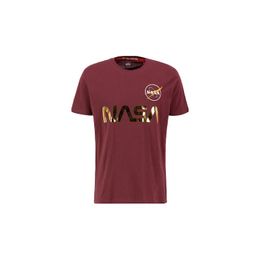 Alpha Industries T-Shirt »NASA Reflective T« burgundy/shiny gold M M Single Jersey Stoff