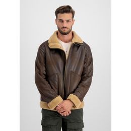 Alpha Industries Lederjacke »B-3 Arctic« vintage brown XL XL Verstellbare Taille mit Druckknöpfen