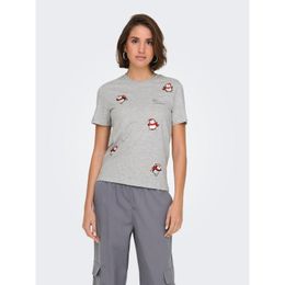 Only Kurzarmshirt »ONLKITA LIFE REG S/S TOP BOX XMAS JRS« Light Grey Melange Print:Happy penguins M (38) M (38) Bedruckte Optik, perfekt für...