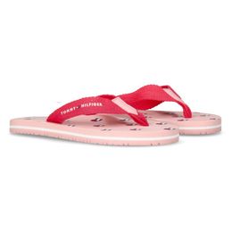 Tommy Hilfiger Zehentrenner, Slides, Sommerschuh zum Schlupfen rosa-pink 35 35 Zehentrenner von Tommy Hilfiger mit allover Logoflag