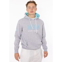 Zwillingsherz Herren Hoodie &raquo;"Moin"&laquo;, mit gesticktem Schriftzug und Ankermotiv am &Auml;rmel grau XL