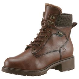 Tamaris Winterboots, Blockabsatz, Schnürboots, Winterstiefelette mit Duo Tex-Ausstattung muscat 37 37 Robuster Schnürboots in veganer Verarbeitung