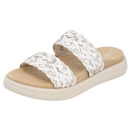 Remonte Pantolette, Plateau, Bequemschuh, Sommerschuh mit Riemchen in Flechtoptik wei&szlig;-goldfarben 38 38 Modische Pantolette in veganer Verarbeitung