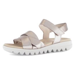 Gabor Riemchensandale, Sommerschuh, Keilsandalette, Bequemschuh mit Klettverschluss goldfarben 38 38 Bequeme Sandale mit Best Fitting-Ausstattung