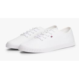 Tommy Hilfiger Sneaker »CANVAS LACE UP SNEAKER«, Freizeitschuh, Halbschuh, Schnürschuh mit gestickter Logoflagge weiß 38 38 Basic Schnürer mit...