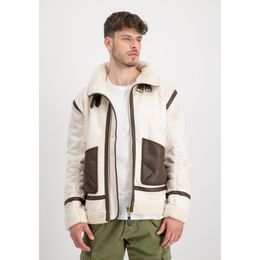 Alpha Industries Lederjacke »B-3 Arctic« vintage white L L Verstellbare Taille mit Druckknöpfen