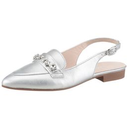 Gabor Slingpumps, Blockabsatz, Abendschuh, Festtagsschuh in spitz zulaufender Form silberfarben 38 38 Eleganter Sing mit funkelnden Schmucksteinen...