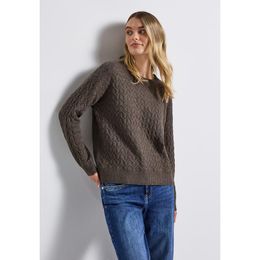Street One Rundhalspullover mit Strukturmuster dark nomad brown mel. 38 38 Pullover von Street One