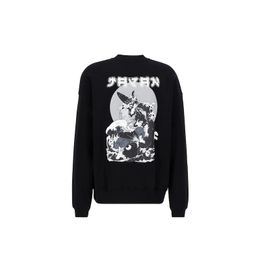 Alpha Industries Sweater »Japan Wave Warrior Sweatshirt« black/white S S Wellendesign Siebdruck auf der linken Brust