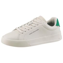 Tommy Hilfiger Sneaker »TH COURT LTH DETAIL ESS«, Freizeitschuh, Halbschuh, Schnürschuh mit seitlichem Logoschriftzug creme-grün 48 48 Schnürschuh...