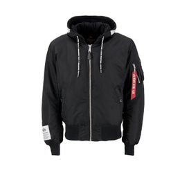 Alpha Industries Bomberjacke »MA-1 Zip Hood Print« black XXL XXL Flight Nylon Stoff