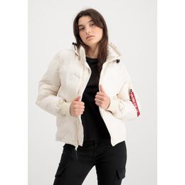 Alpha Industries Winterjacke »Hooded Logo Puffer Women« jet stream white S S 2 Außentaschen, 1 Innentasche