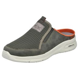 Rieker Clog, Sommerschuh, Hausschuh, Schlupfschuh mit seitlichen Stretcheinsätzen khaki 41 41 Clog mit sportiver Laufsohle