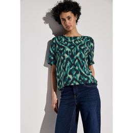 Street One Kurzarmbluse mit grafischem Muster hunter green 38 38 Bluse mit Print von Street One