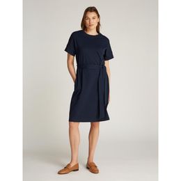 Tommy Hilfiger A-Linien-Kleid »COTTON INTERLOCK SHORT DRESS« mit Bindeband Dark Night Navy XL (42) - N-Gr N-Gr XL (42) Kleid von Tommy Hilfiger