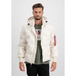 Alpha Industries Winterjacke »Hooded Logo Puffer« jet stream white 3XL 3XL Kordelzug mit Stopper an der Kapuze und Saum