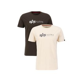 Alpha Industries T-Shirt »Alpha Label T-Shirt 2 Pack« black olive/jet stream white S S Single Jersey Stoff