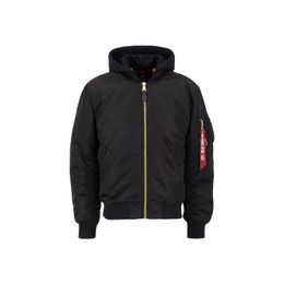 Alpha Industries Bomberjacke »MA-1 Zip Hood Back EMB« black XL XL Flight Nylon Stoff