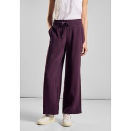 Street One Stoffhose Sommerhose mit Kordelzug dark berry purple 34 - L&auml;nge 30 L&auml;nge 30 34 Cupro Wide Leg Hose von Street One