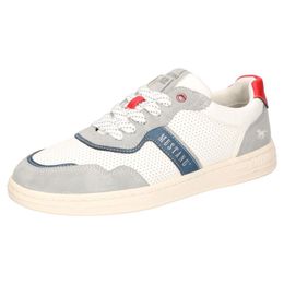 Mustang Shoes Sneaker, Retro Sneaker, Schnürschuh mit Kontrastbesätzen offwhite-grau 42 42 Im modischen Retro-Look