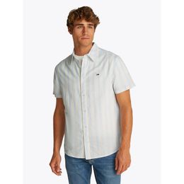Tommy Jeans Kurzarmhemd &raquo;TJM REG LINEN BLEND STP SS SHIRT&laquo; Mit Rundhalsausschnitt Sweet Blue / Ecru S - N-Gr N-Gr S Kurzarmhemd von Tommy Jeans