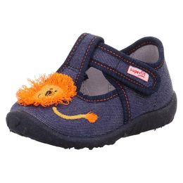 Superfit Hausschuh »SPOTTY WMS: Mittel« Ballerina, Klettschuh, Kindergarten Schuh mit süßem Motiv dunkelblau-orange Löwe 24 24 Baby Hausschuh mit...