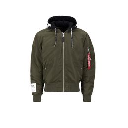 Alpha Industries Bomberjacke »MA-1 Zip Hood Print« dark olive XXL XXL Flight Nylon Stoff