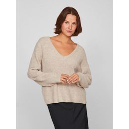 Vila V-Ausschnitt-Pullover »VIBELUNA V-NECK REV L/S KNIT TOP - NOOS« Natural Melange L L Pullover von Vila