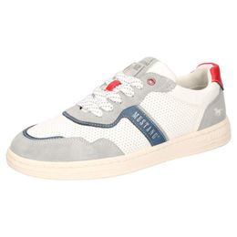 Mustang Shoes Sneaker, Retro Sneaker, Schnürschuh mit Kontrastbesätzen offwhite-grau 42 42 Im modischen Retro-Look