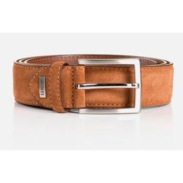MONTI Lederg&uuml;rtel 3, 5 cm breit, Business-Casual, Veloursleder, k&uuml;rzbar cognac
